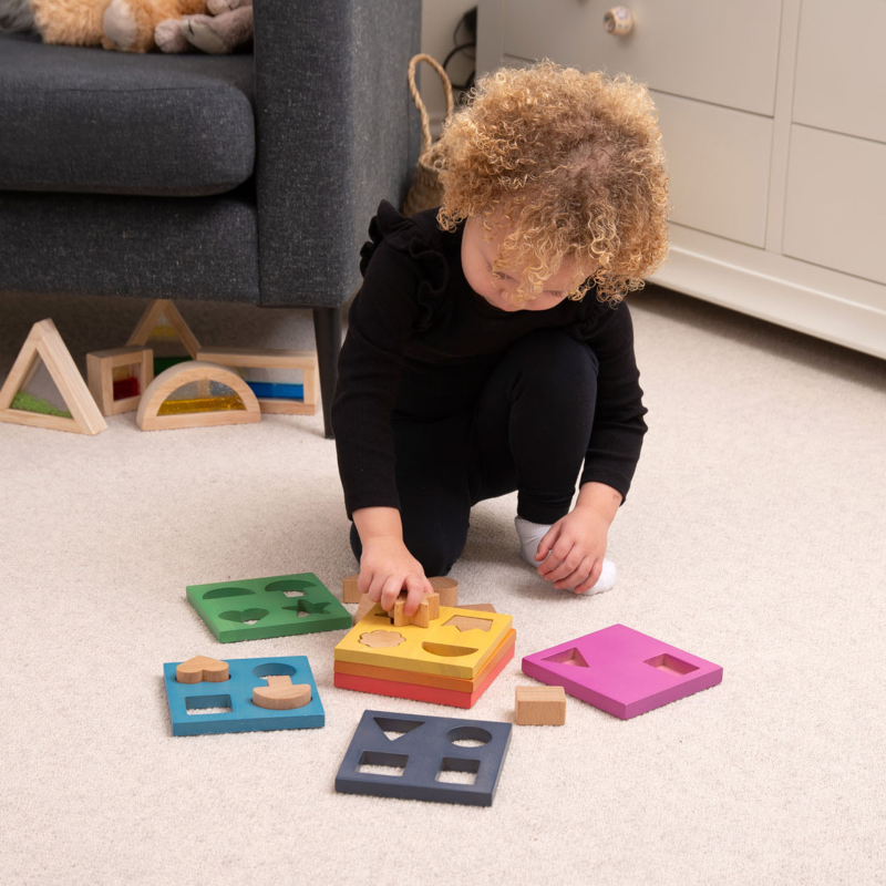 Rainbow Wooden Shape Stacker | Commotion
